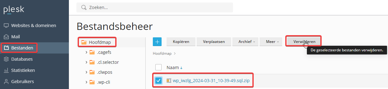 Database exporteren – Klantenservice - Cloud86
