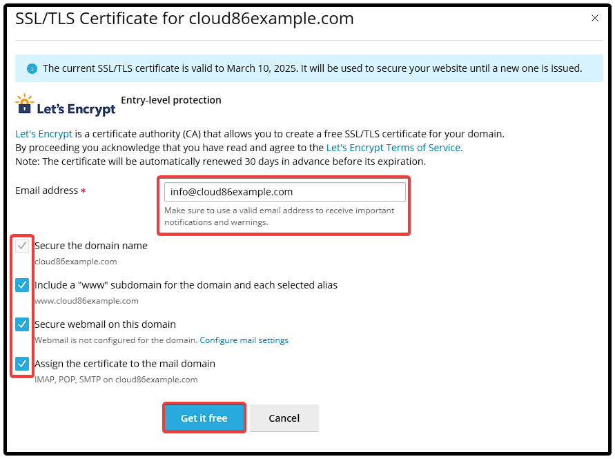 Requesting Free Ssl Certificate From Lets Encrypt Helpcenter Cloud86 1457