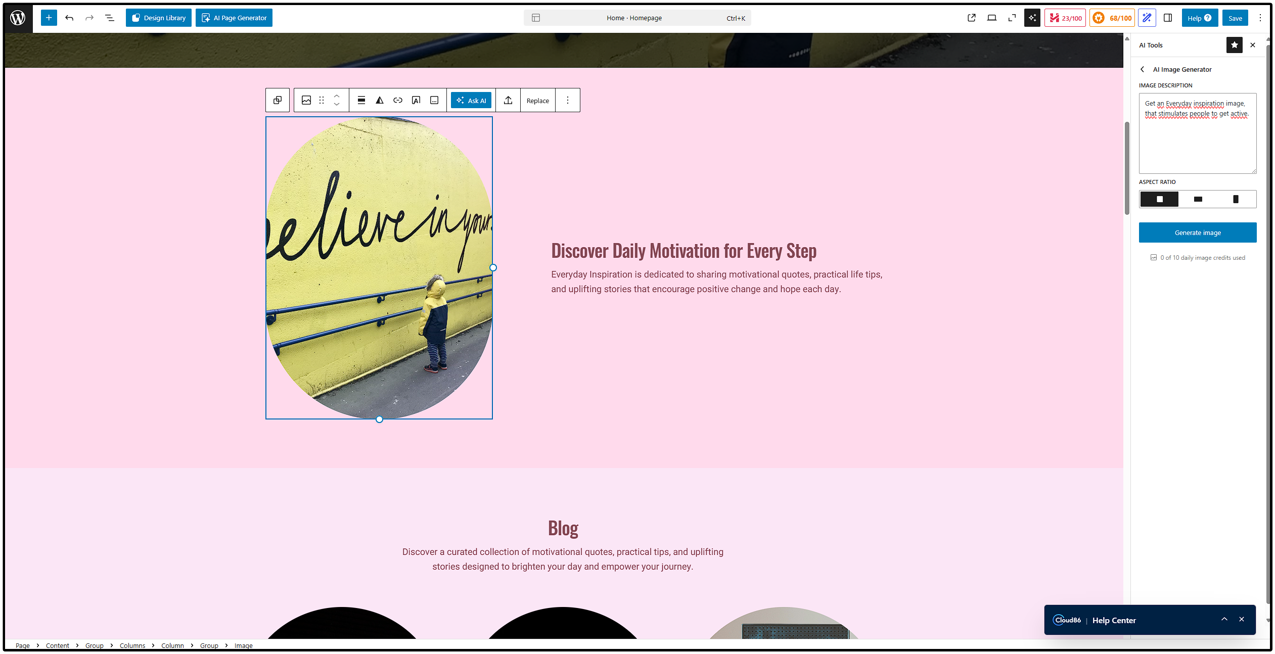AI Website Builder: first-time login (kickstart) – Helpcenter - Cloud86